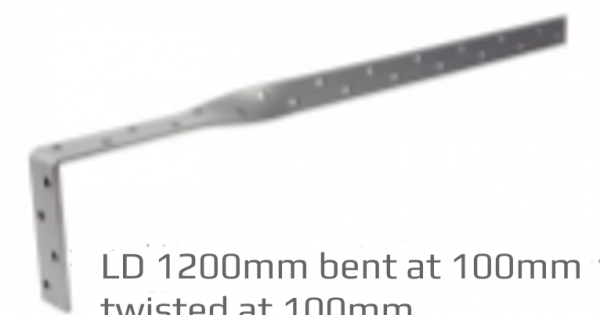 Light Duty Restraint Strap 1200mm Bent 100mm Twisted 100mm